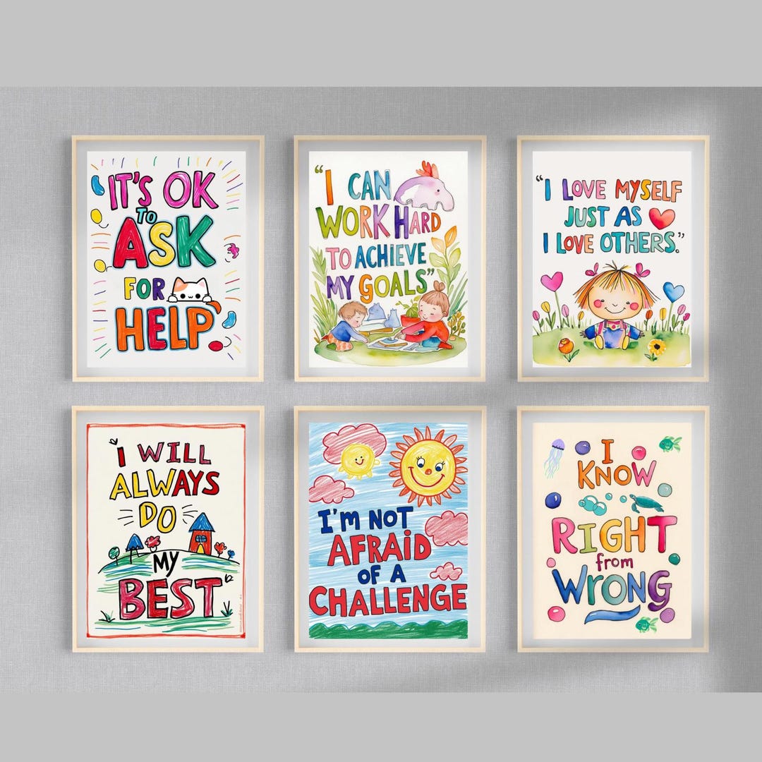 Colorful Classroom Decor Set of 6 Printable Wall Arts | Daily Positive ...