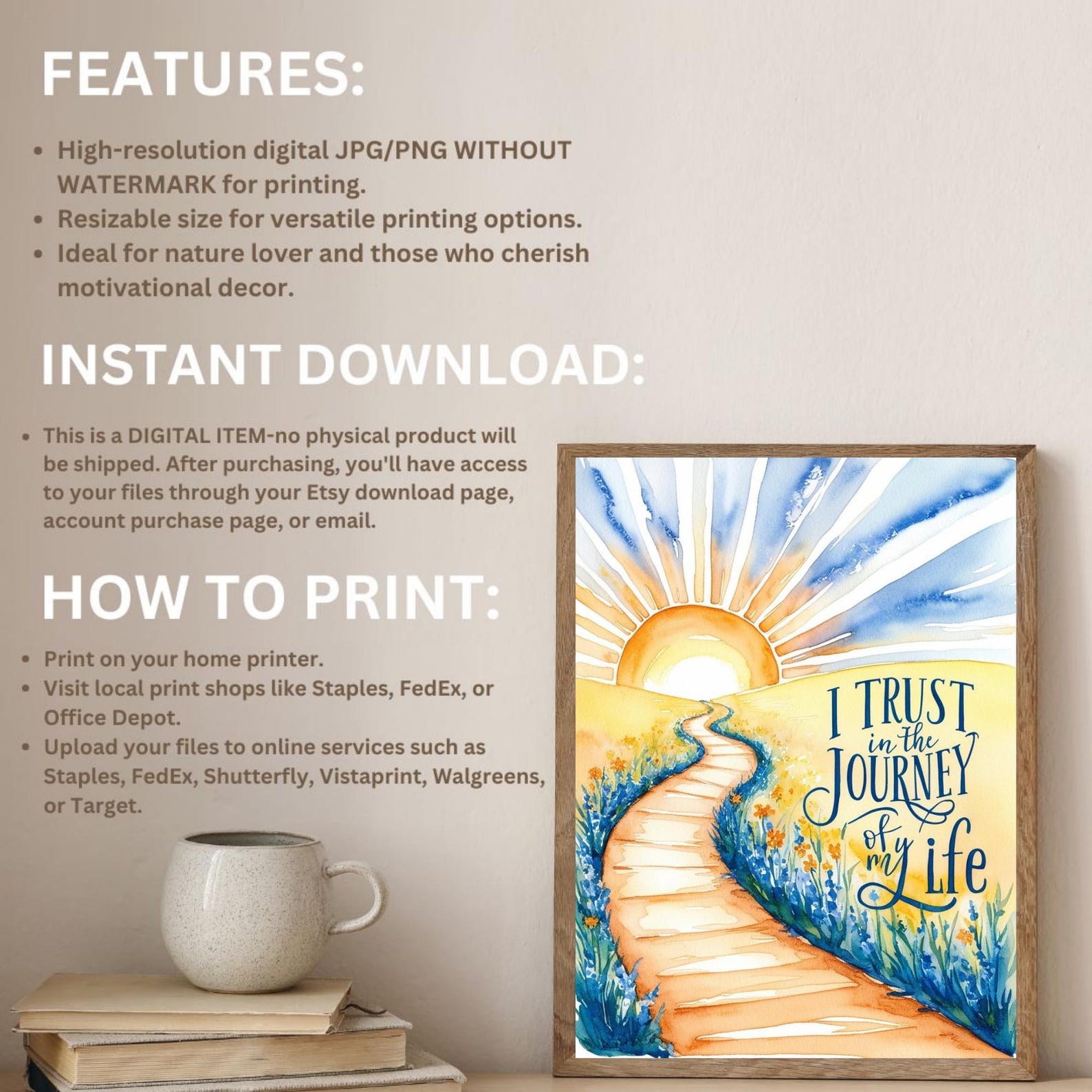 Printable Mindfulness Affirmations Wall Art | Positive Thinking ...