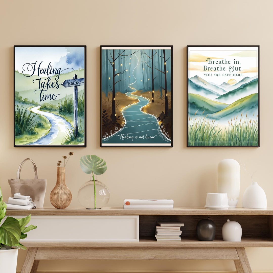 Calming Therapy Office Decor Set of 3 Wall Art | Mindfulness Print ...