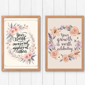 Motivational Floral Art Set of 6 Prints | Printable Watercolor ...