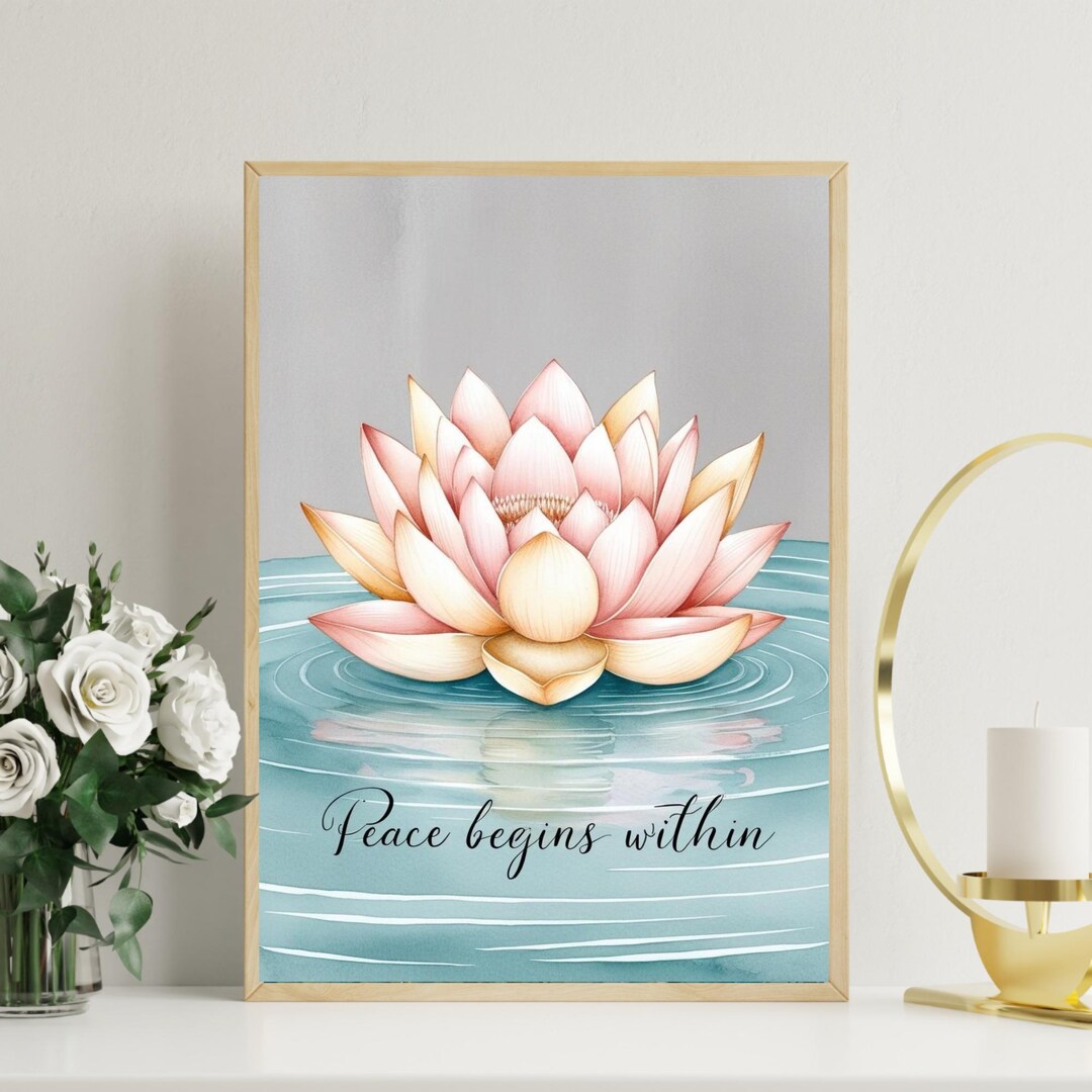 Lotus Flower Therapy Office Decor | Printable Mindfulness Yoga Wall Art ...
