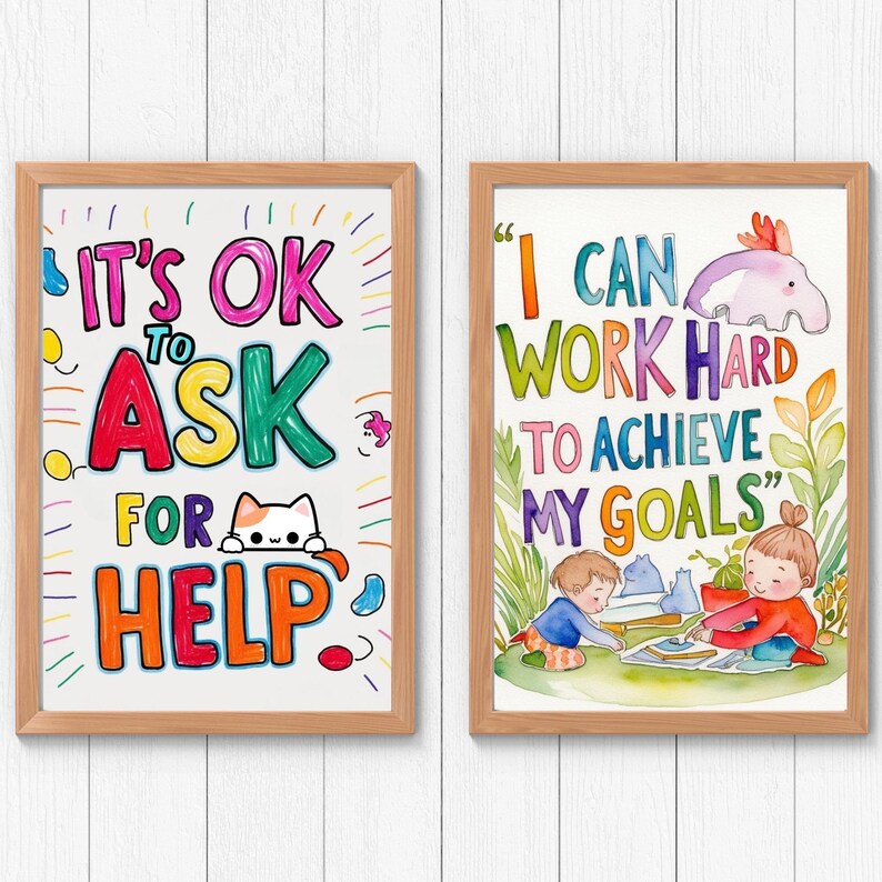 Colorful Classroom Decor Set of 6 Printable Wall Arts | Daily Positive ...