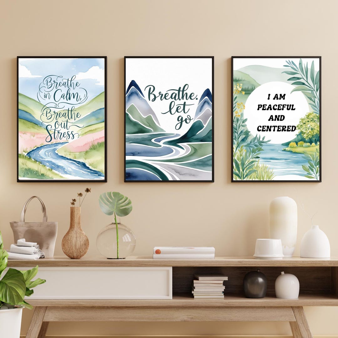 Calming Wall Art Set of Three | Minimalist Zen Wall Decor | Therapy ...