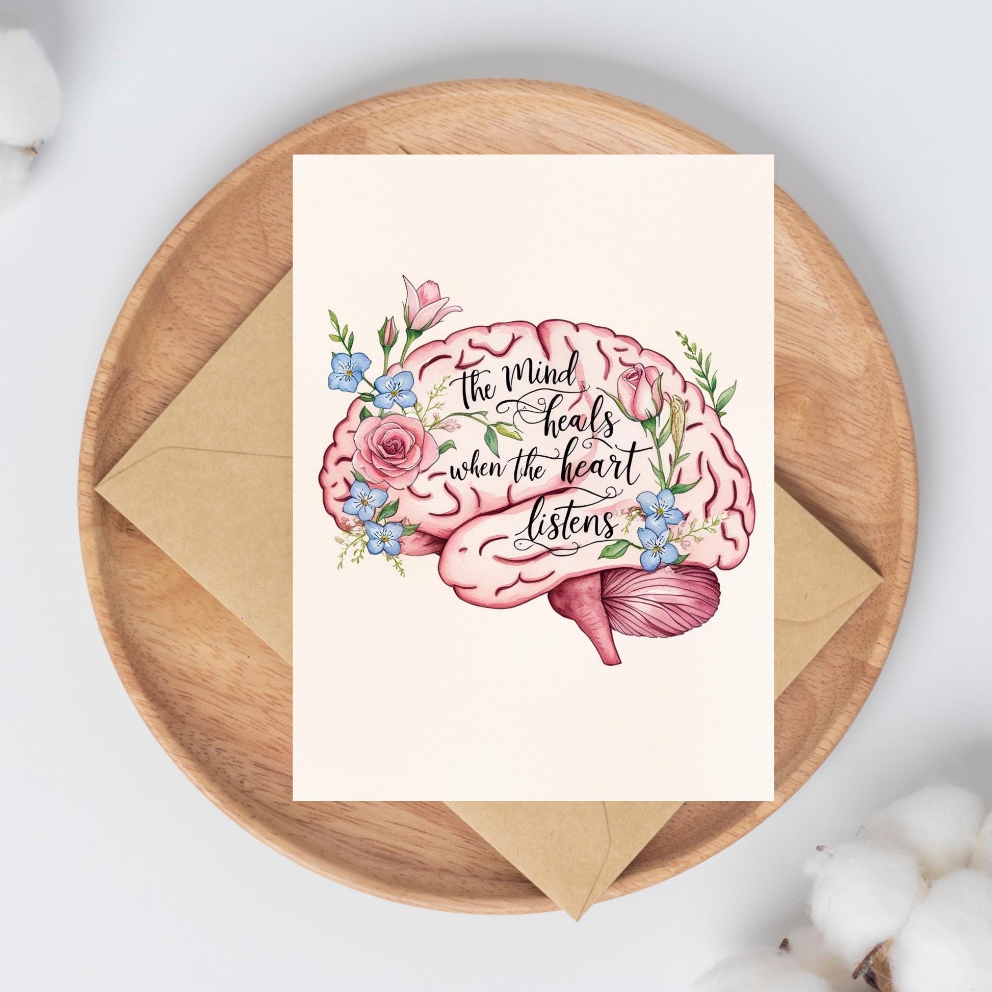 Mental Health Therapy Office Decor | Printable Watercolor Brain Print ...