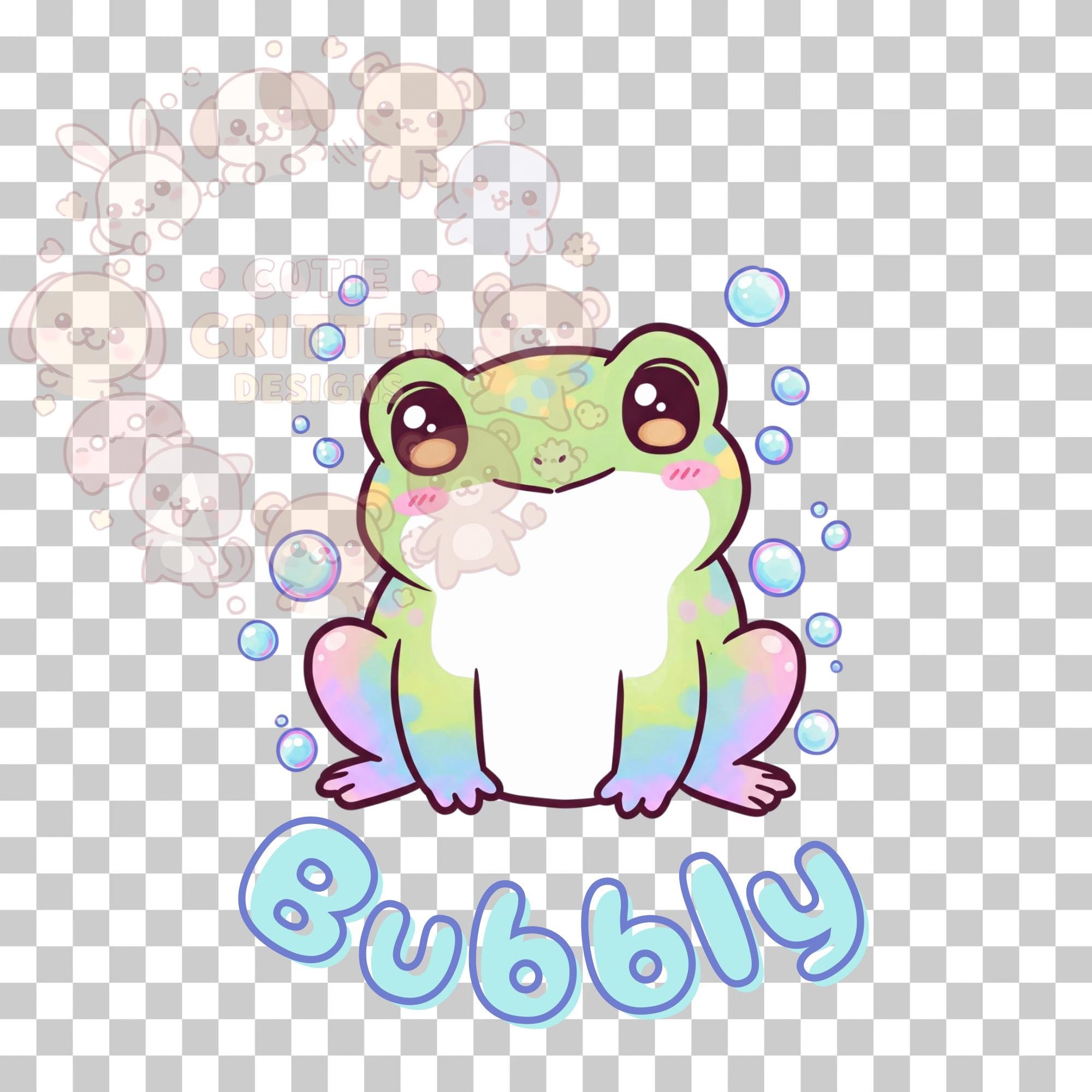 Bubbly Frog PNG, Cute Kawaii Frog Clipart, Frog Lover, PNG for Kids ...
