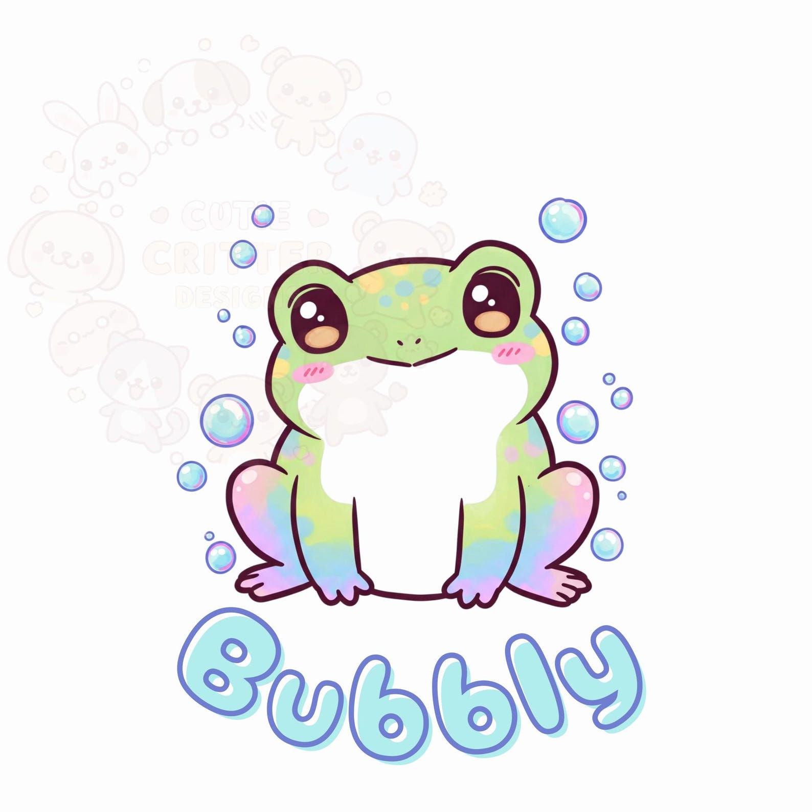 Bubbly Frog PNG, Cute Kawaii Frog Clipart, Frog Lover, PNG for Kids ...