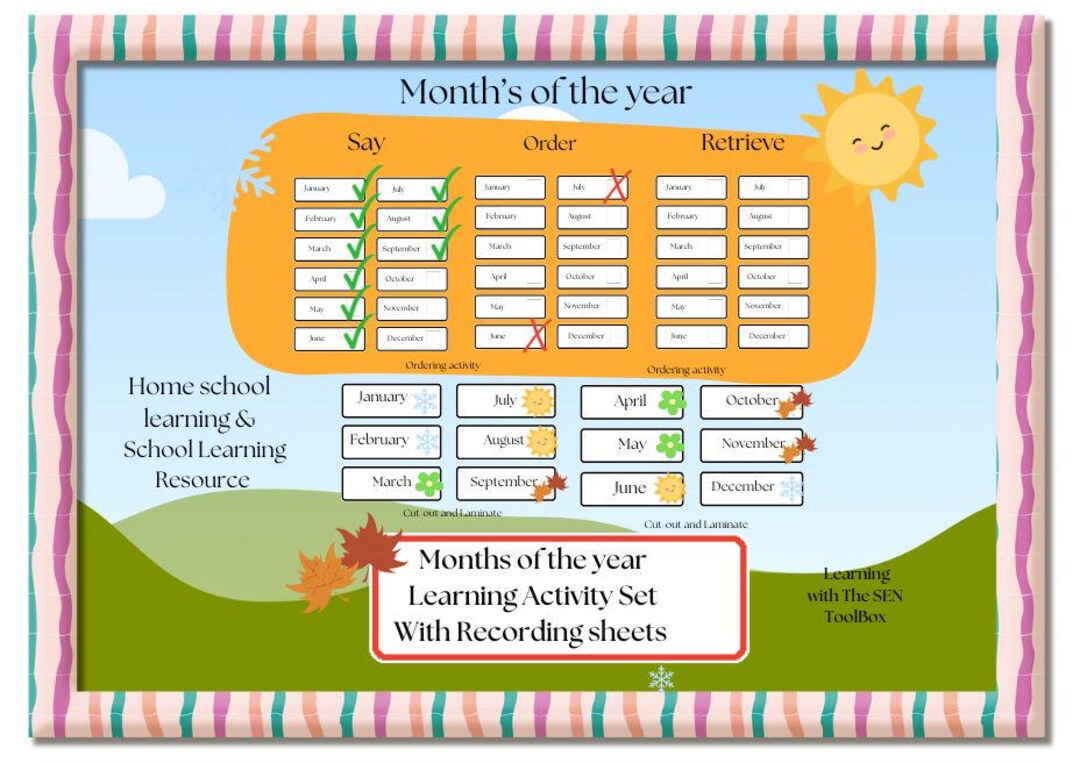 Months of the Year Printable Classroom Calendar Circle Time Activity ...