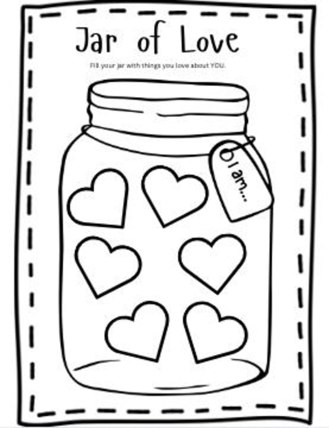 Jar of Love Writing Activity, Self Love Valentine's Printable (digital ...