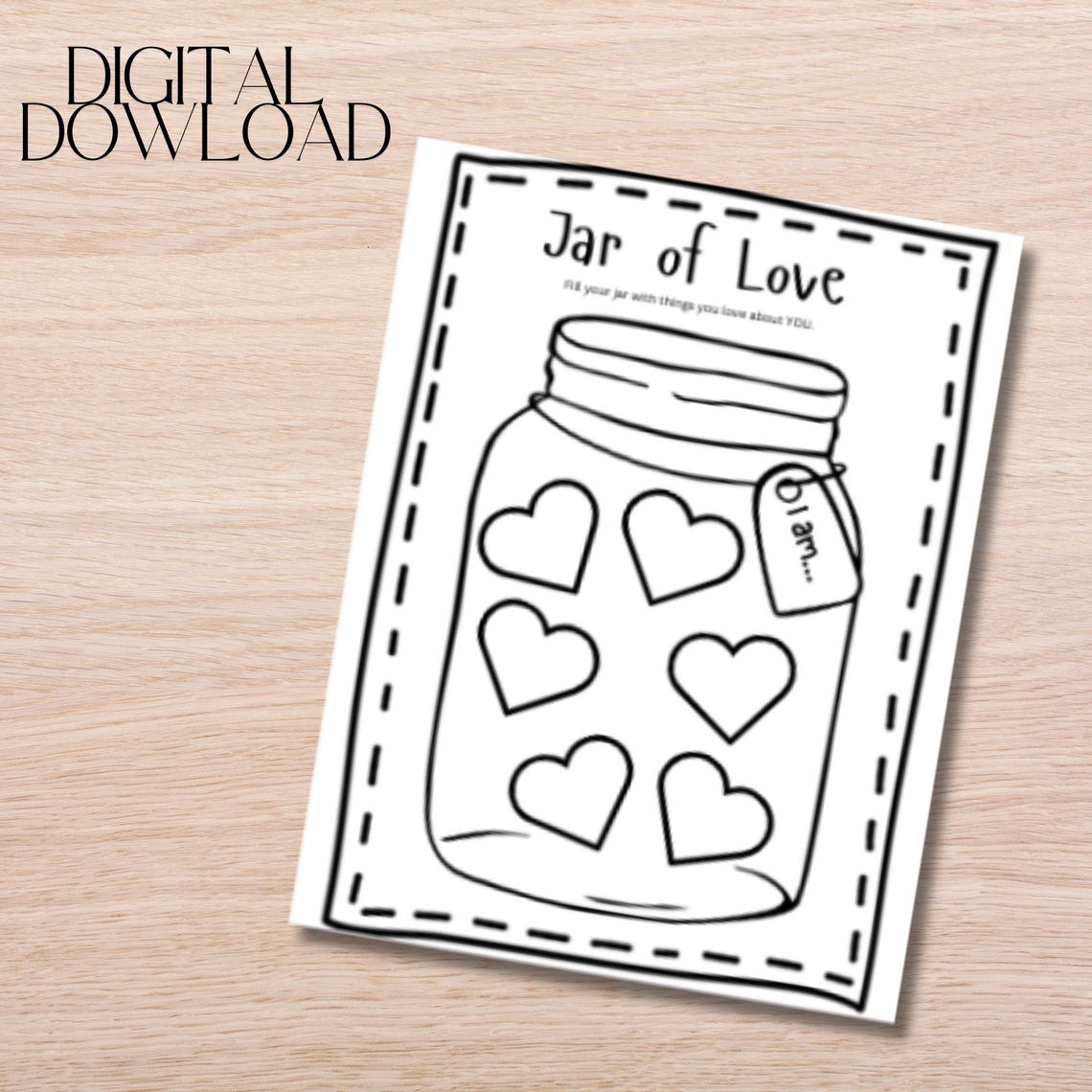 Jar of Love Writing Activity, Self Love Valentine's Printable (digital ...