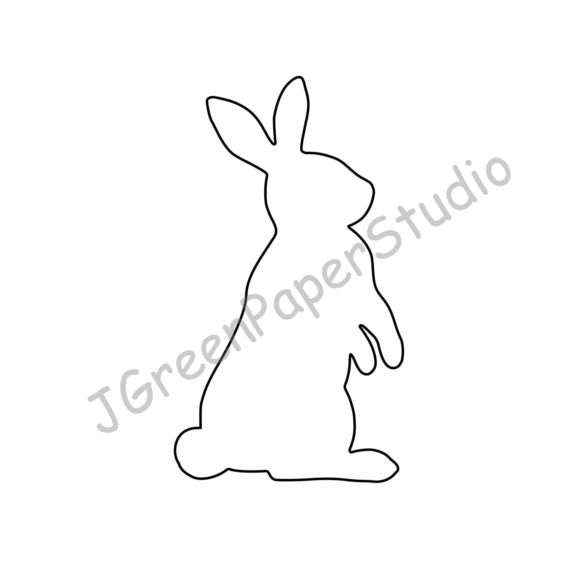 Easter Bunny Line Art Template: Kids Coloring Page Stencil (PDF, SVG ...