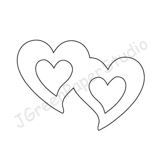 Double Heart Outline Coloring Page