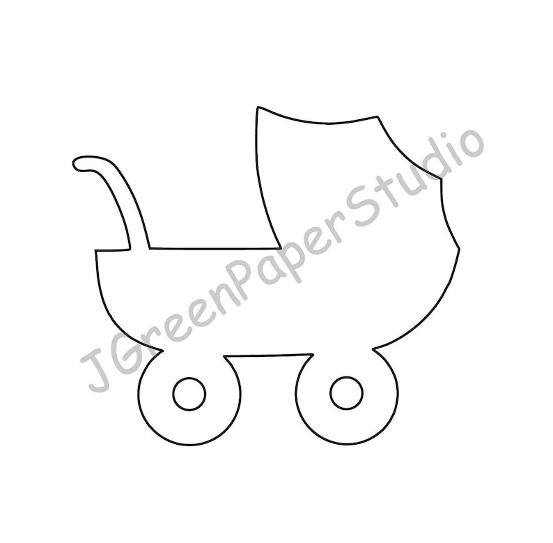 Baby Carriage Outline Template: DIY Stencil, Scrapbooking (PDF Digital ...