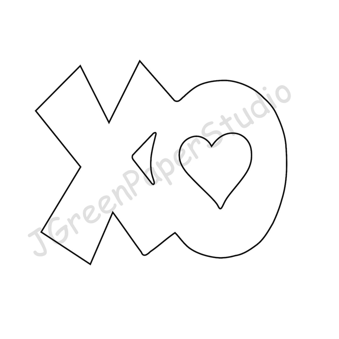 XO Template: Valentine's Day Coloring Page Stencil (PDF Digital ...