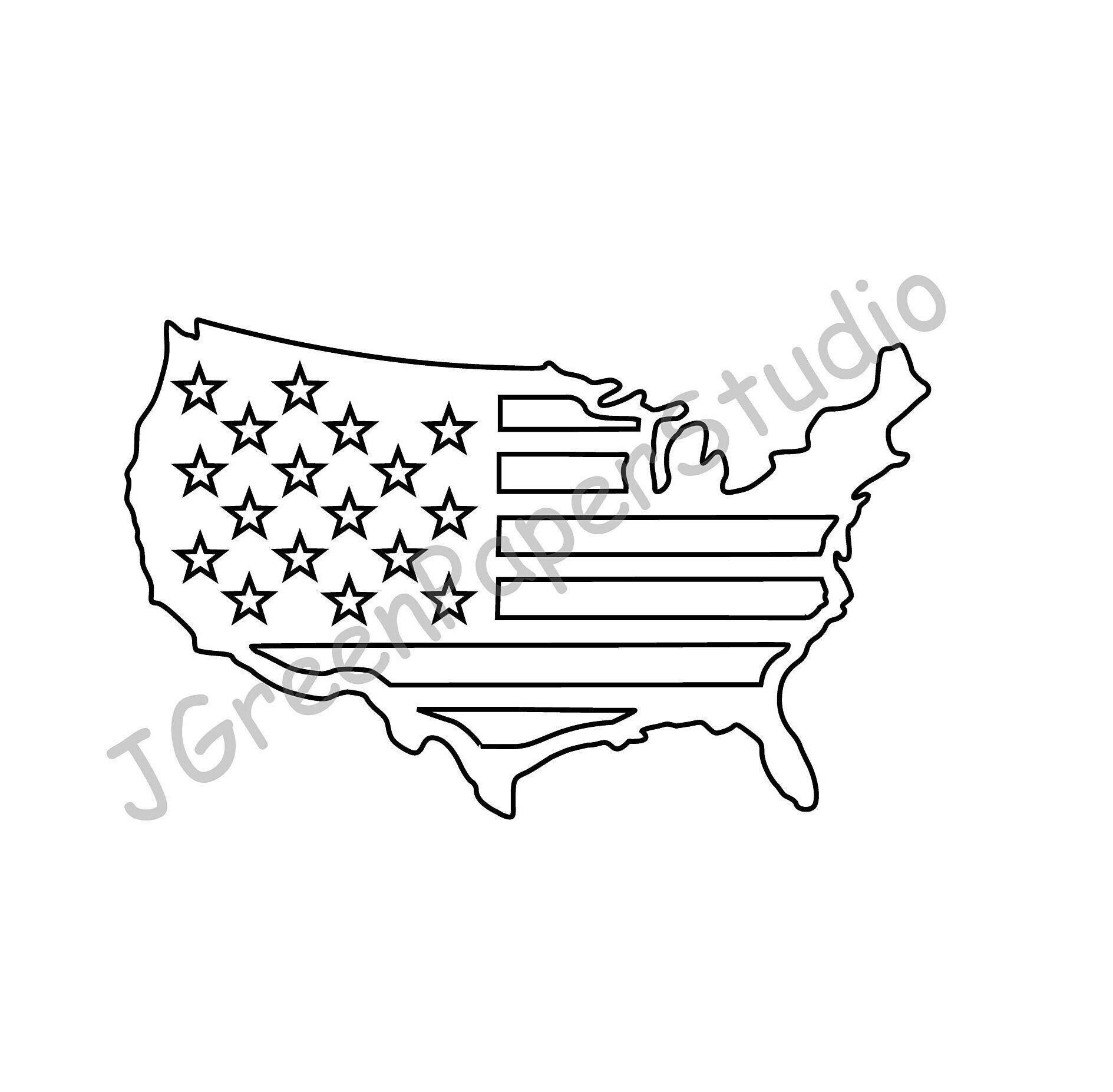 USA Flag Template: Kids Coloring Page, DIY Crafts (PDF Digital Download ...