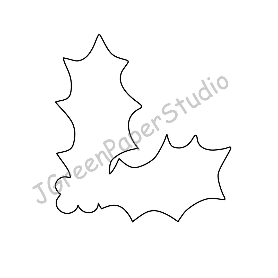 Printable Holly Template: Kids Holiday Coloring Page (PDF, SVG Digital ...