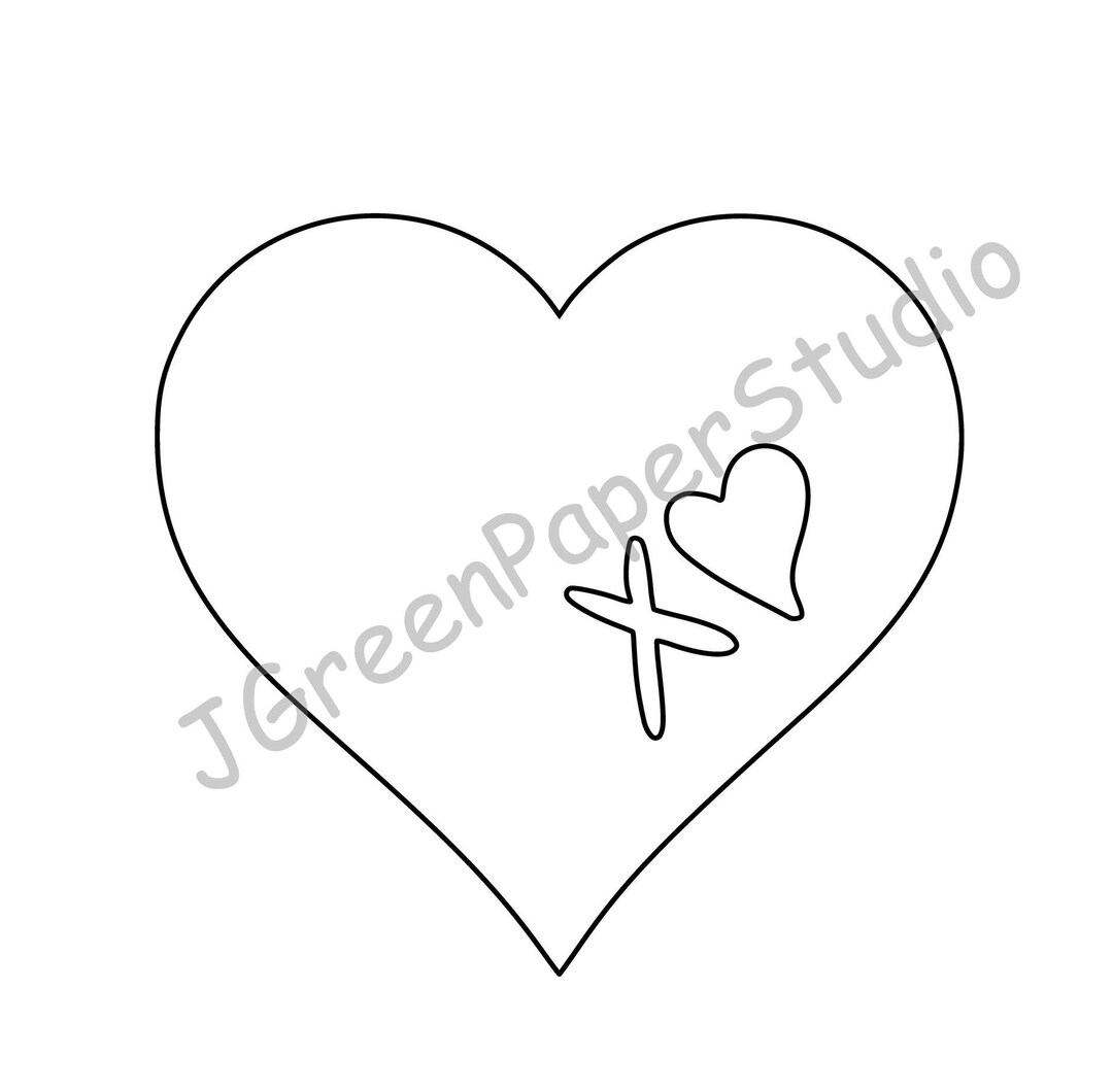 Heart XO Template: Printable Valentine's Day Coloring Page (PDF, SVG ...
