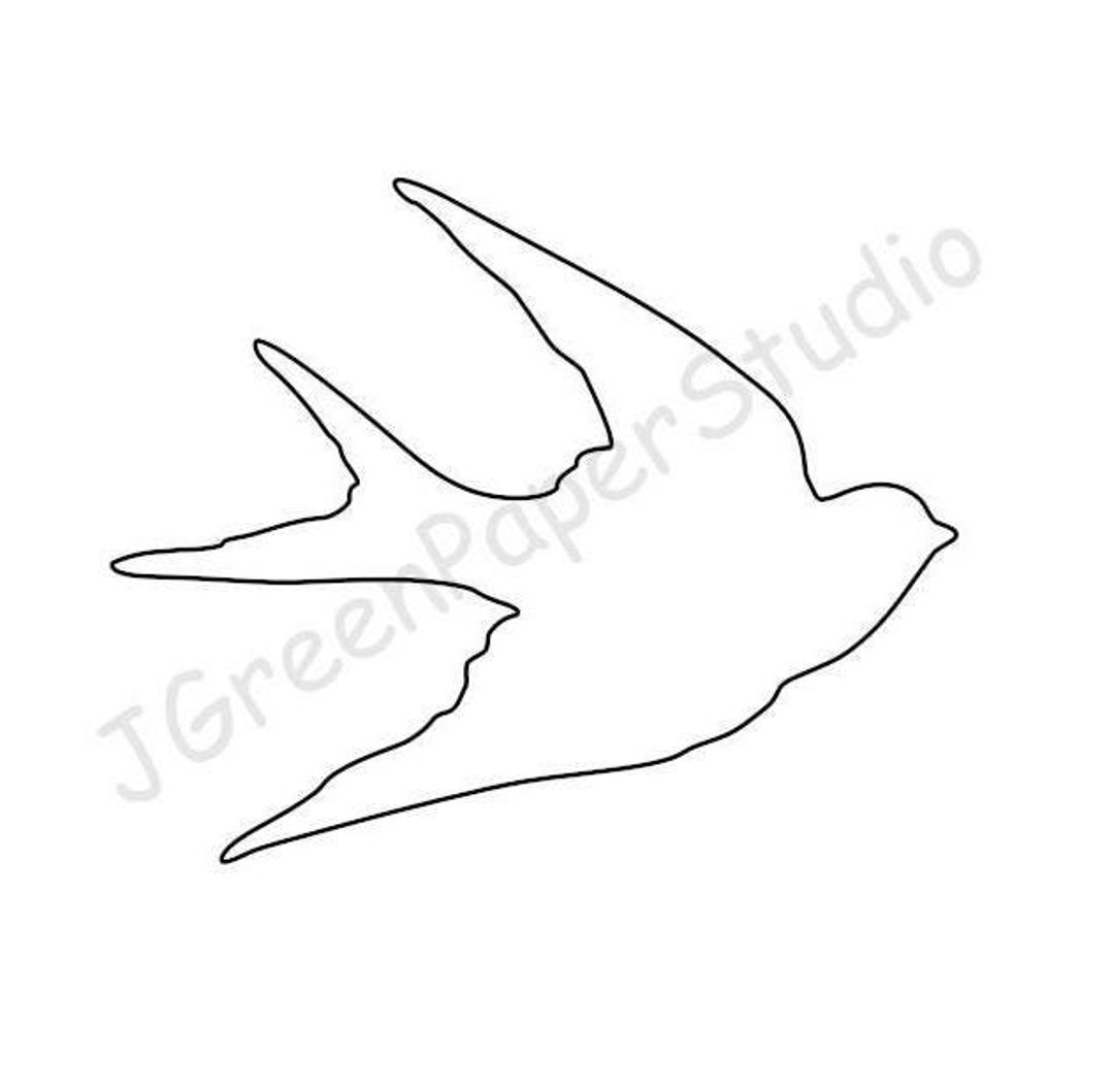 Swallow Template: Bird Outline, Kids Coloring Page (PDF, SVG Digital ...