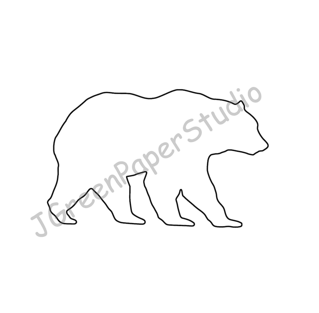Printable Bear Outline Stencil - DIY Crafts, Scrapbooking (PDF) - Etsy