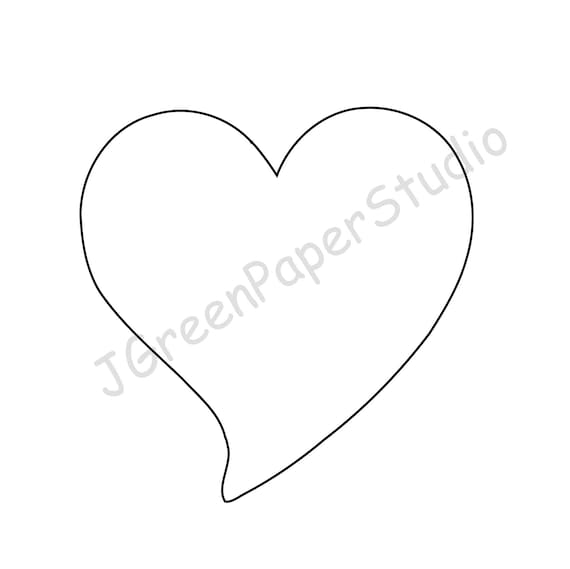 Printable Curvy Heart Template PDF Digital Download Curvy - Etsy