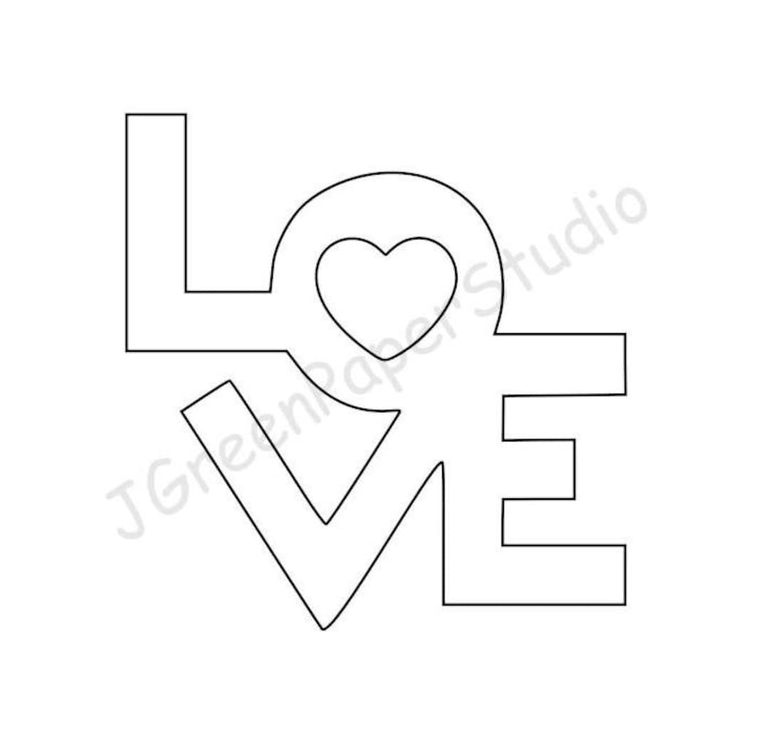 Printable Love Template PDF SVG Digital Download Love Word Wedding ...