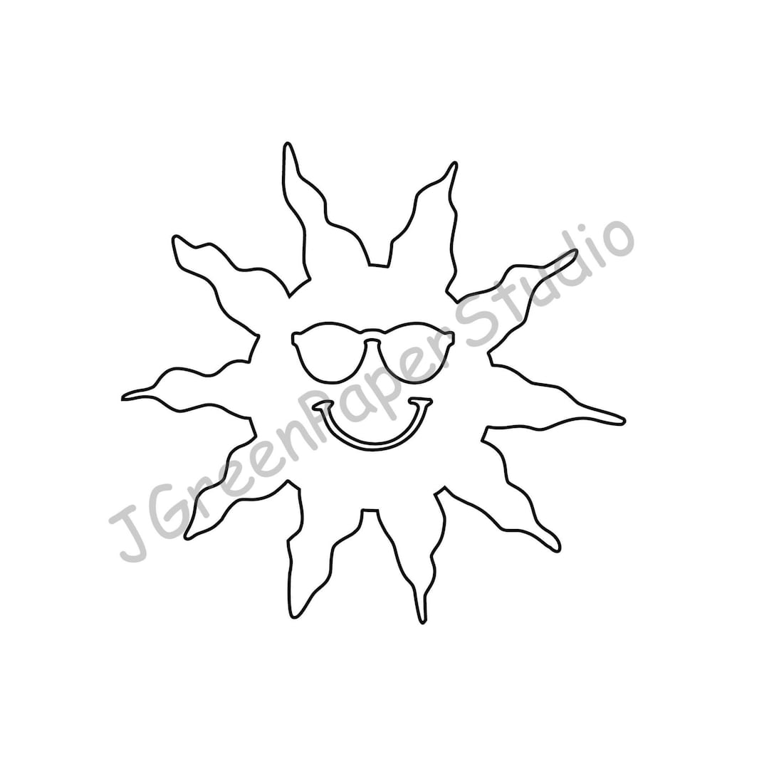 Sun With Sunglasses Template: Printable Coloring Page, DIY Craft ...