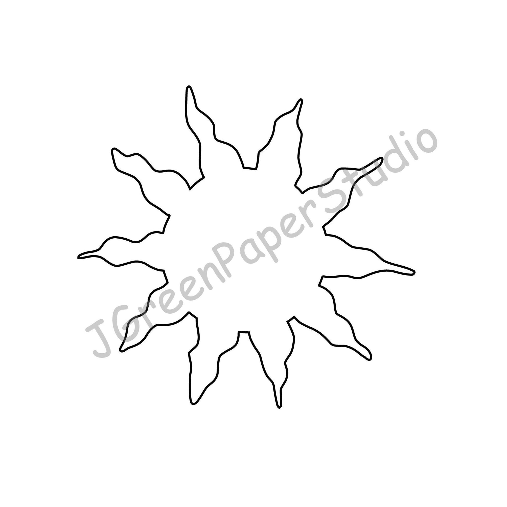 Sun Template: Printable Stencil, Coloring Page - PDF, SVG Digital ...