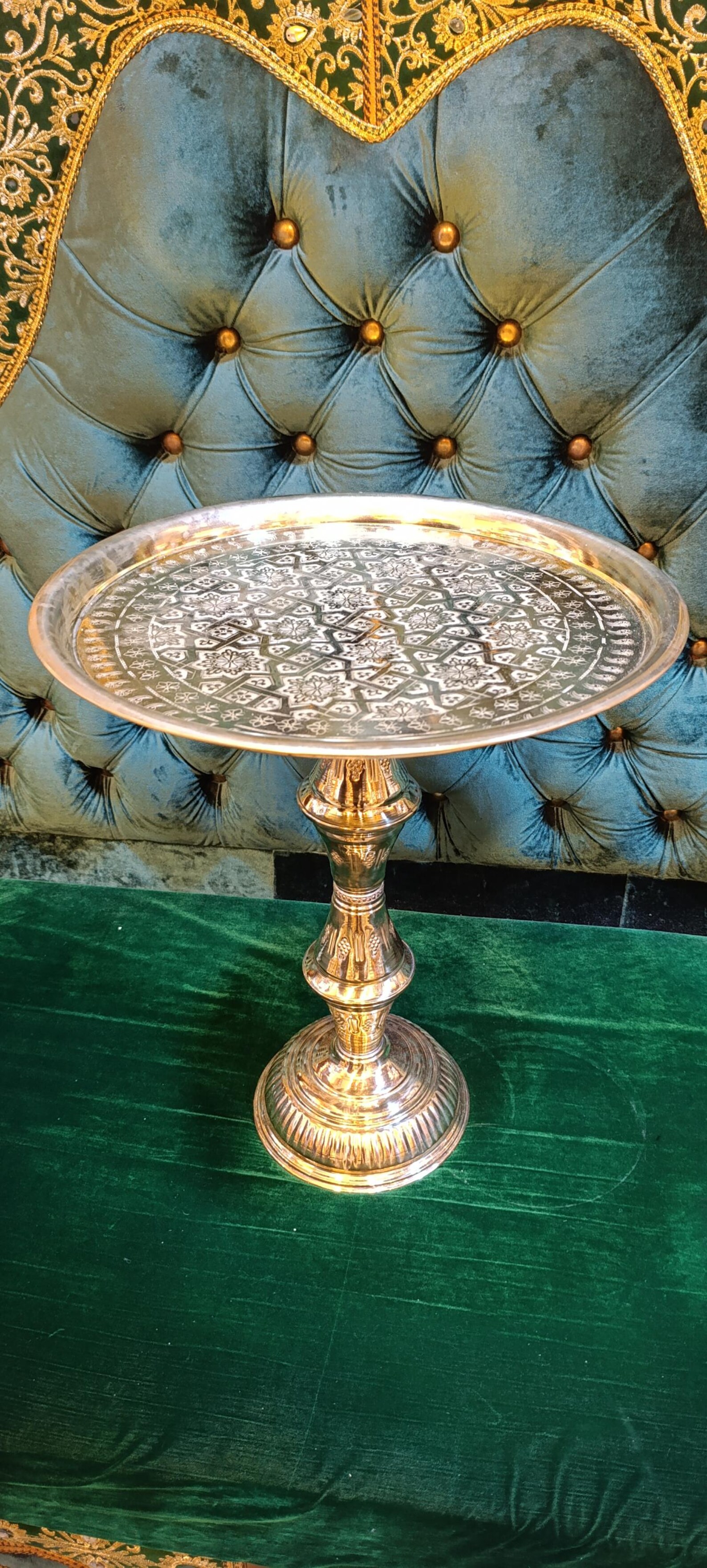 Handcrafted Moroccan Brass Tray Table – Engraved Detachable Side Table ...