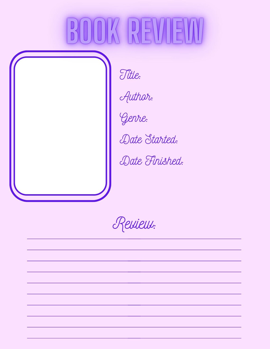 Book Review Template, Printable Book Review, Digital Book Review ...