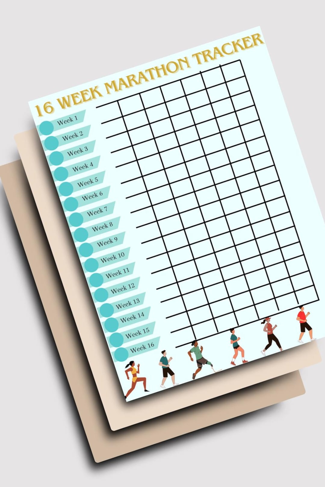 Marathon Training Tracker, 16-week Marathon Plan, Digital Running Plan ...