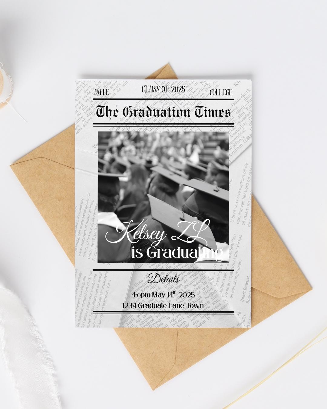 Graduation Invitation, Newspaper Themed Graduation Invitation, the ...