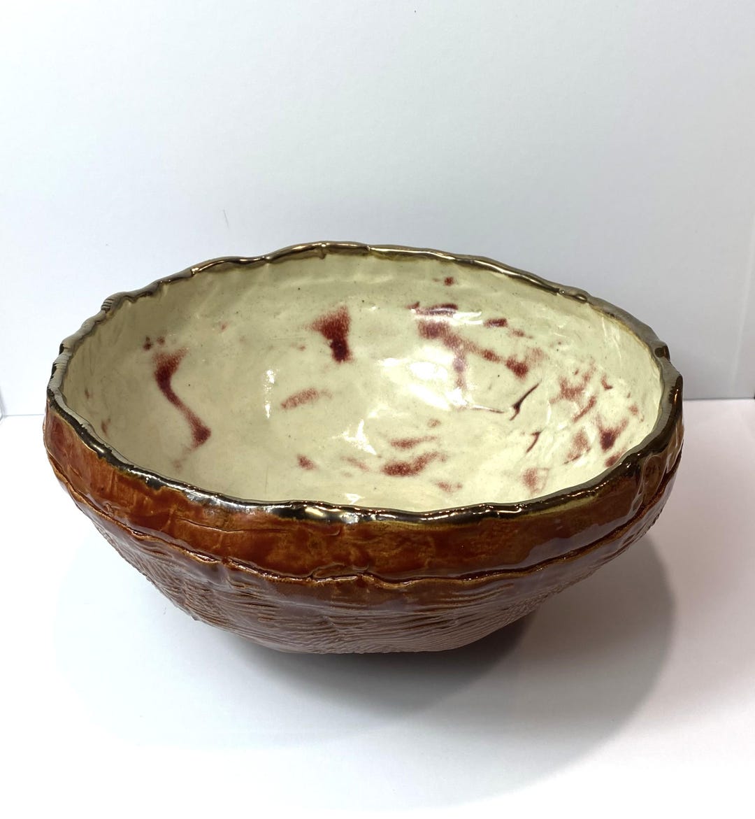 Large Ceramic Bowl - Stoneware Textured Bowl - Etsy