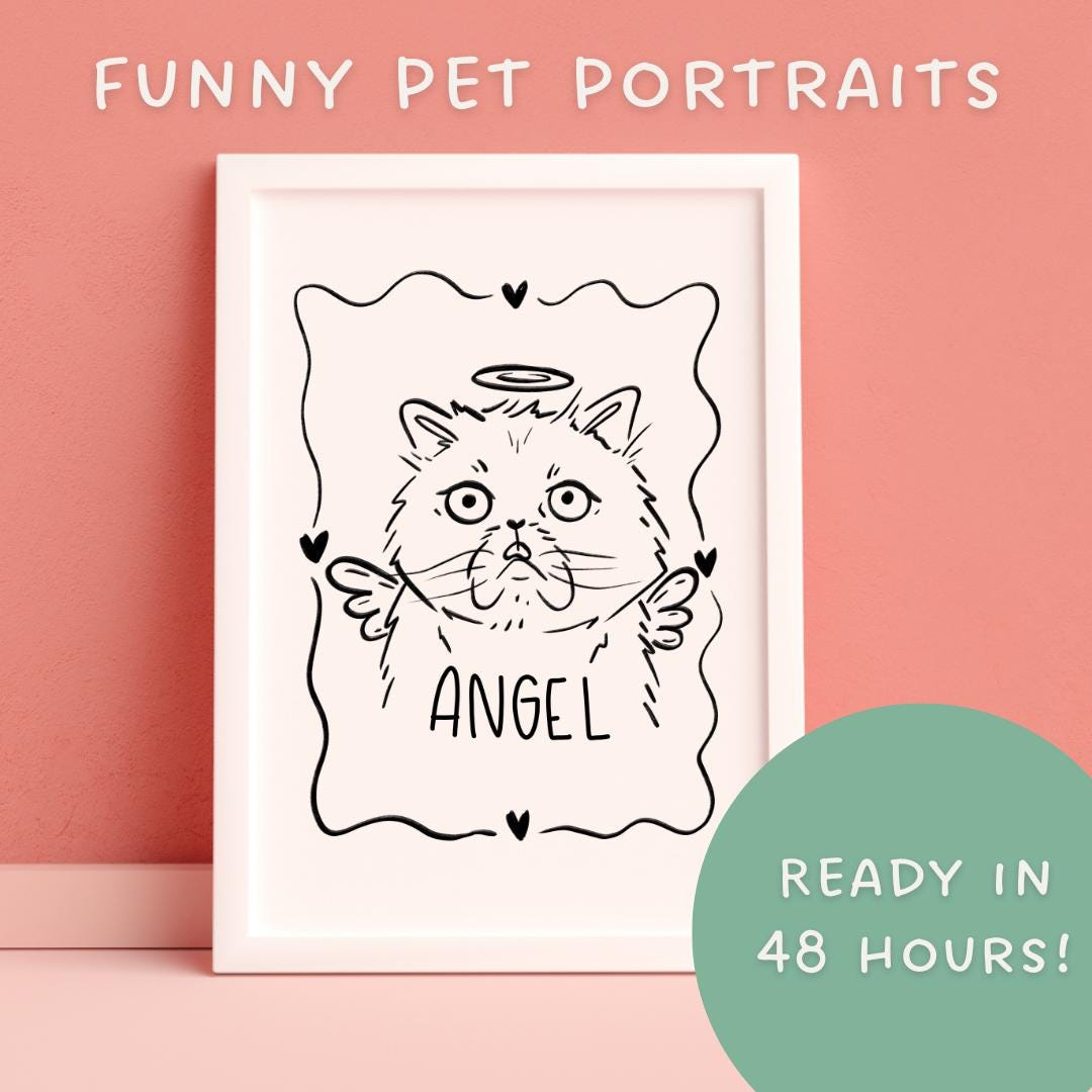 Custom Funny Pet Portrait, Badly Drawn Dog Art, Personalized Pet Poster ...