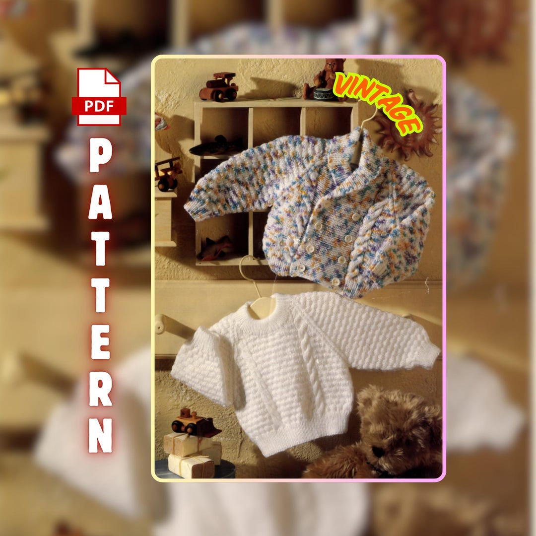 Baby Sweater Knitting Pattern DK, Vintage Patons Baby Cardigan Jacket ...