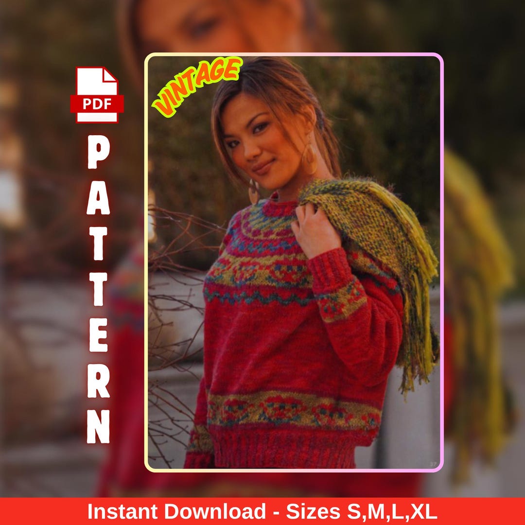 Rustic Roses Sweater Knitting Pattern PDF, Colorwork Yoke Pullover ...