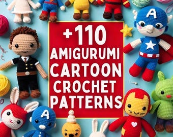 110 Cartoon Crochet Pattern Bundle, Amigurumi Characters, Princess and ...