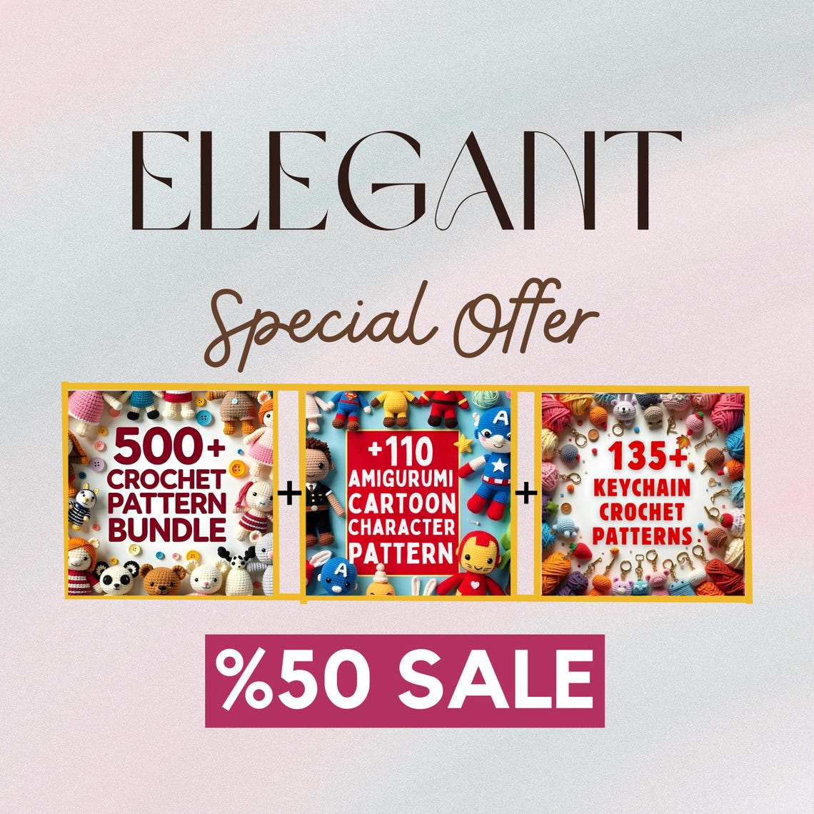 135 Keychain Amigurumi Crochet Pattern Bundle, Miniature Crochet, Cute ...