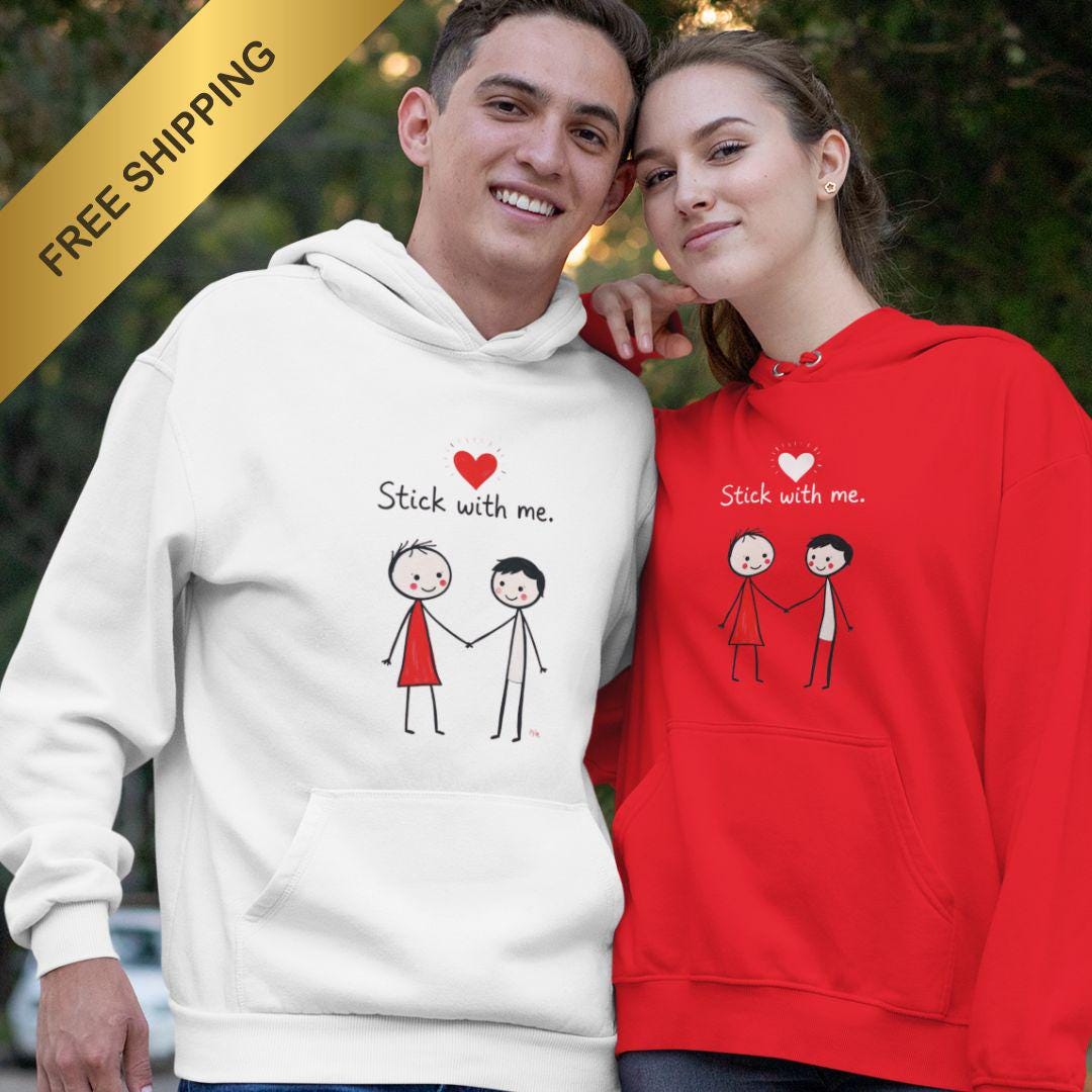 Stick With Me Cute Stickman Couple Hoodie, Valentine's Day Gift ...