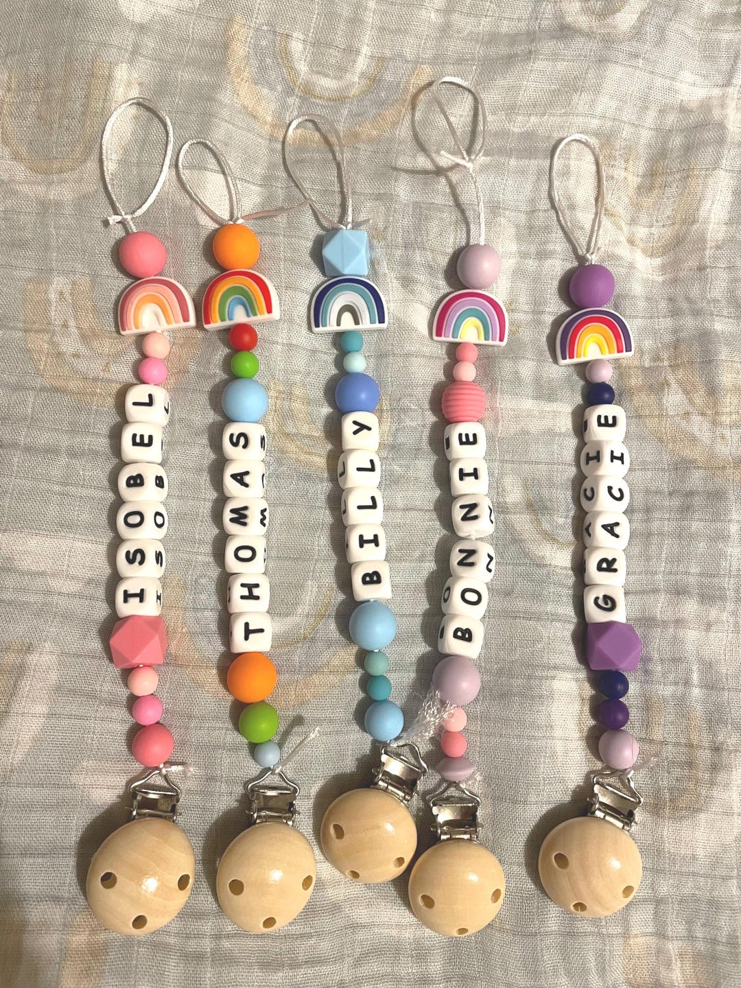 Personalised Reborn Rainbow Dummy Chains - Etsy UK