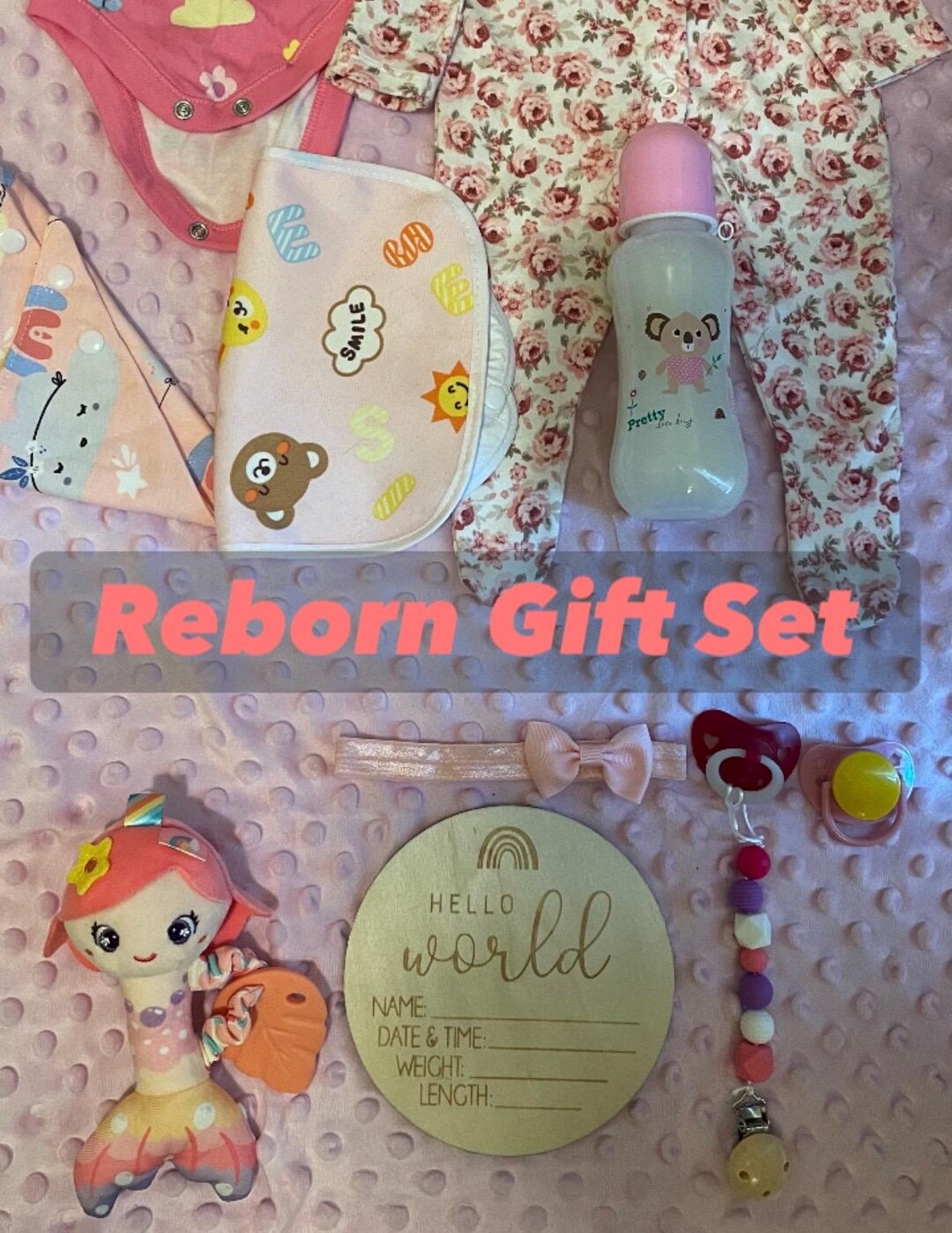 Reborn Doll Baby Girl Gift Set: Dummy, Fake Formula Bottle, Blanket ...