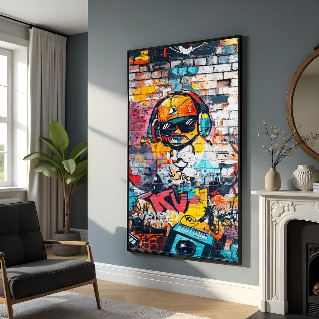 Graffiti DJ Canvas, Street Art Wall Print, Urban Vibes Decor, Colorful ...