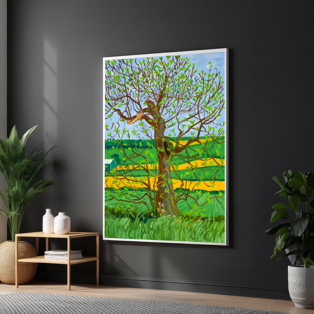 Vibrant Spring Tree Canvas Wall Art, David Hockney Landscape Painting ...
