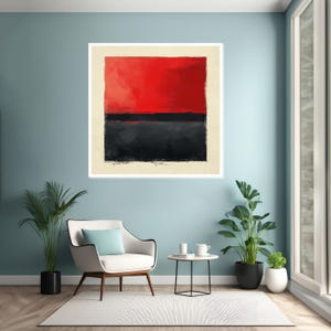 Abstract Red and Black Canvas, Modern Wall Art, Bold Color Block ...