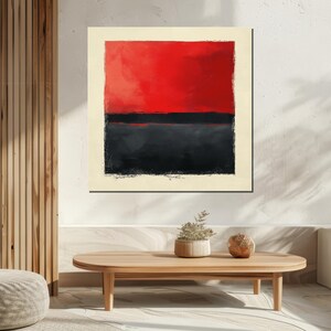 Abstract Red and Black Canvas, Modern Wall Art, Bold Color Block ...