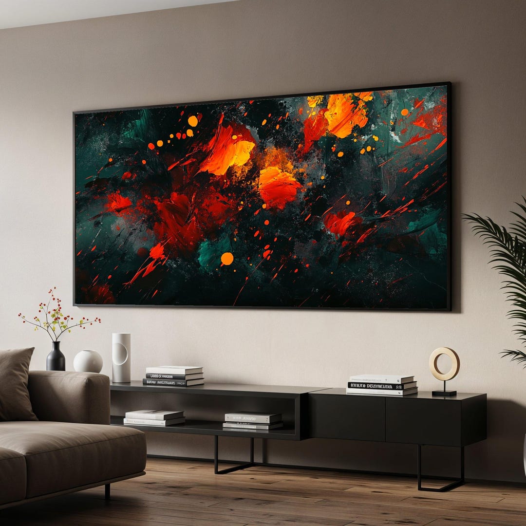Abstract Fire Canvas, Bold Color Splash, Modern Abstract Art, Dynamic ...