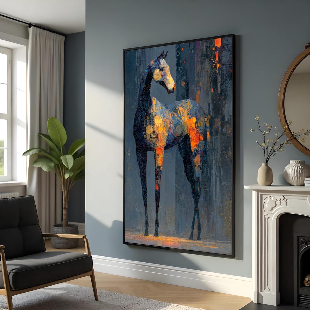 Abstract Horse Canvas, Vibrant Horse Art, Equine Wall Print, Wall Art ...