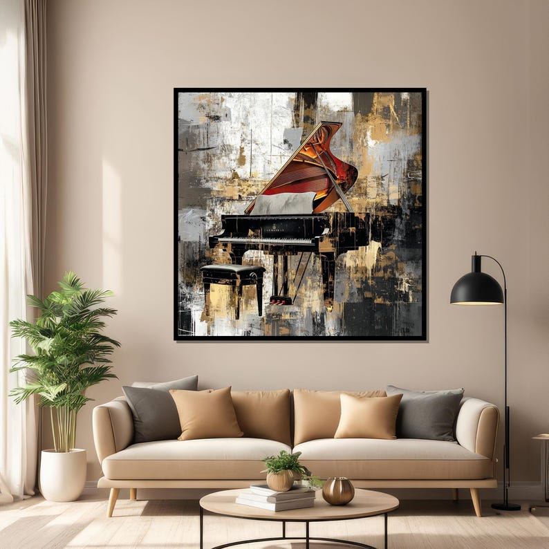 Abstract Grand Piano Canvas, Music Wall Art, Modern Piano Print ...