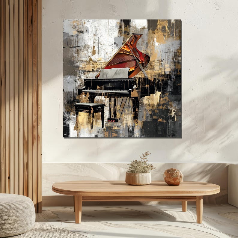 Abstract Grand Piano Canvas, Music Wall Art, Modern Piano Print ...