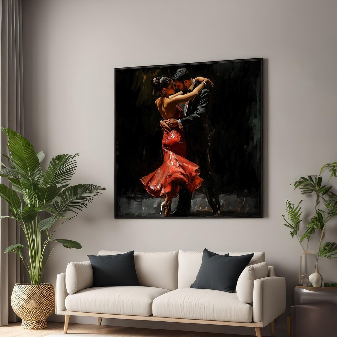 Tango Dance Canvas, Passionate Dancers Wall Art, Dance Art Painting ...