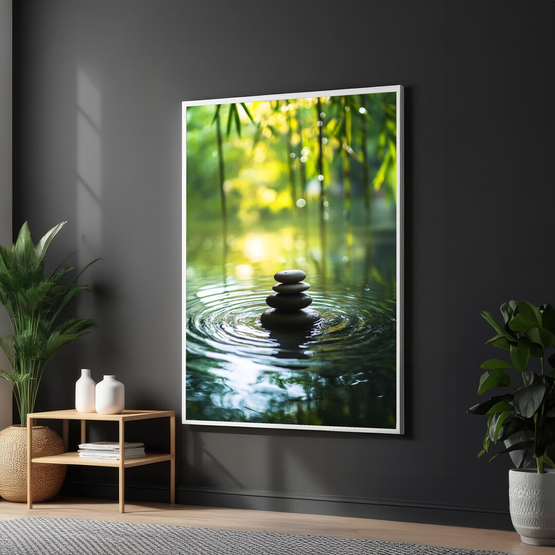 Zen Stones in Rippling Water Canvas, Tranquil Nature Wall Art ...