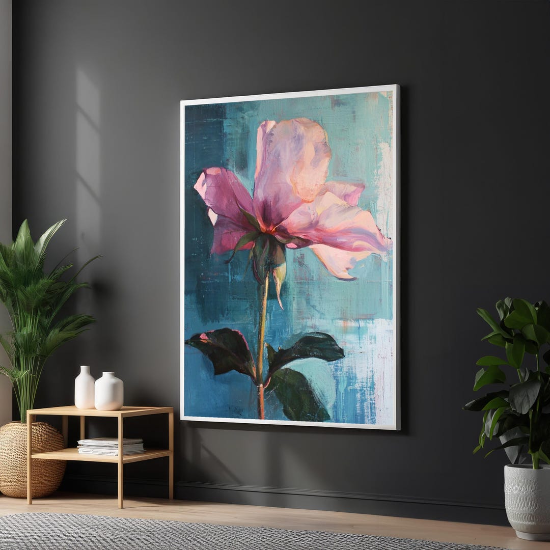 Pink Rose Canvas, Floral Wall Art, Flower Canvas Print, Botanical ...